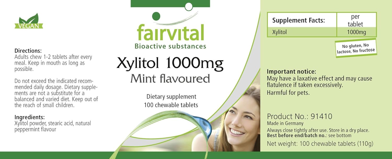 Xylitol 1000mg with Mint Flavor – Bulk Pack for 3 Months – Vegan – HIGH ...