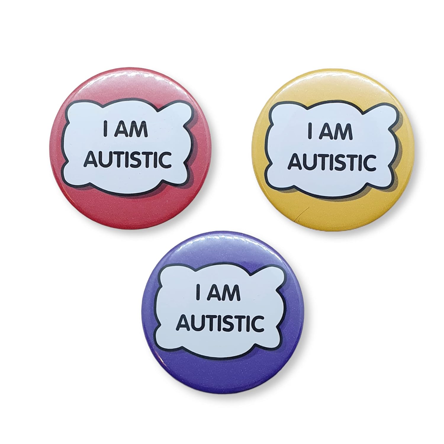 Autism Badges 3 Pack - Hidden Disability Badge - 59mm Pin Button Badge ...