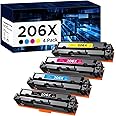 Amazon.com: 206X Toner Cartridge 4 Pack High Yield Replacement for HP ...