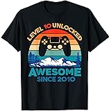 Amazon.com: Level 10 Unlocked Shirt Funny Video Gamer 10th Birthday ...