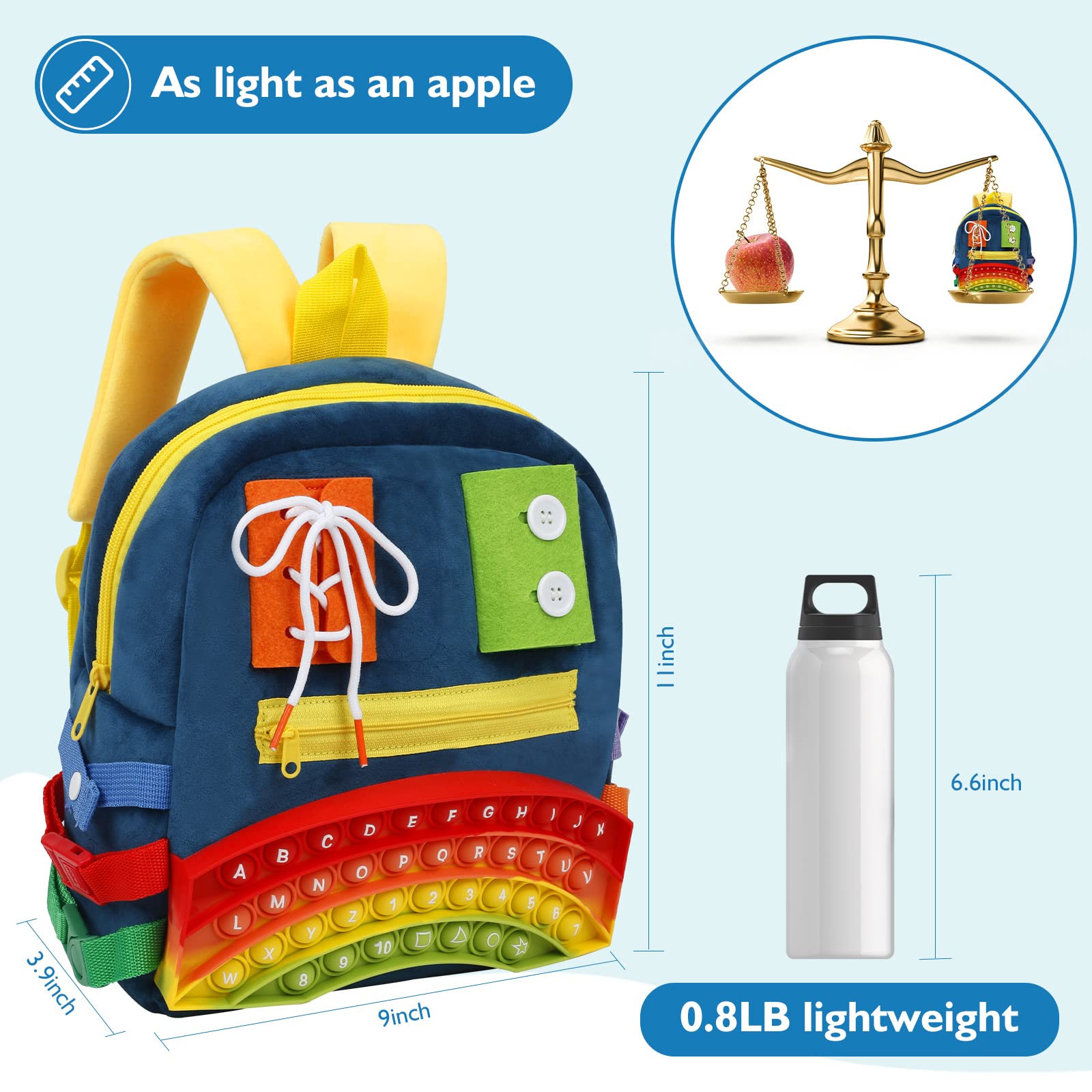 Mua Busy Board，Toddler Backpack with Buckles and Sensory Fidget Toys ...