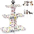 Amazon.com: Bokon 3 Tier Dog Paw Cupcake Stand and 24 Pcs Dog Cupcake ...