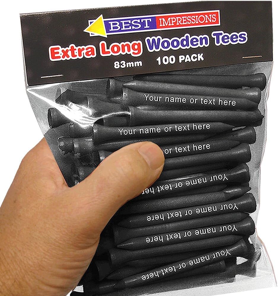 Best Impressions Personalised Extra Long Black Golf Tees (Pack of 100 ...