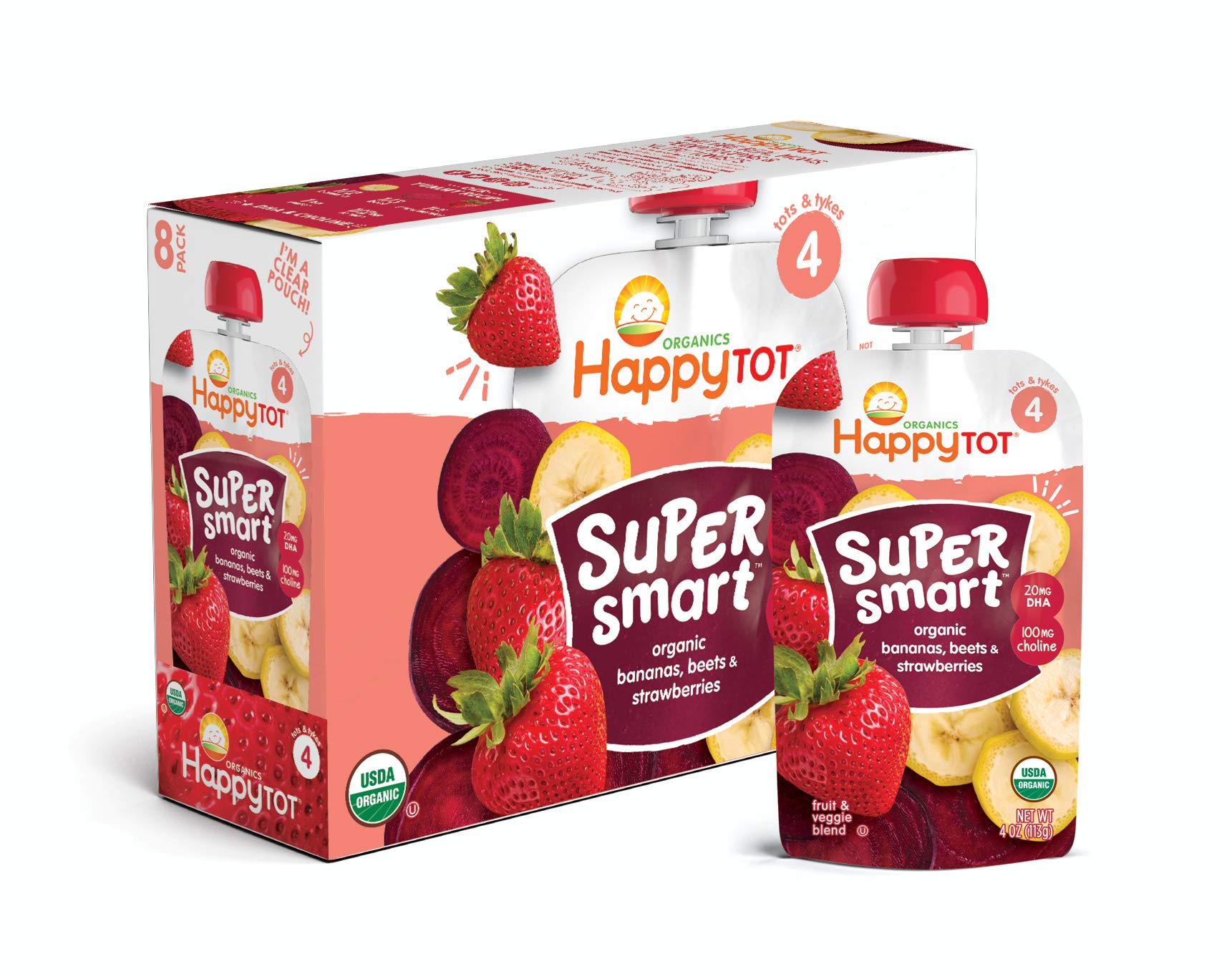 Happy Tot Organic Stage 4 Super Smart Organic Toddler Food Bananas ...