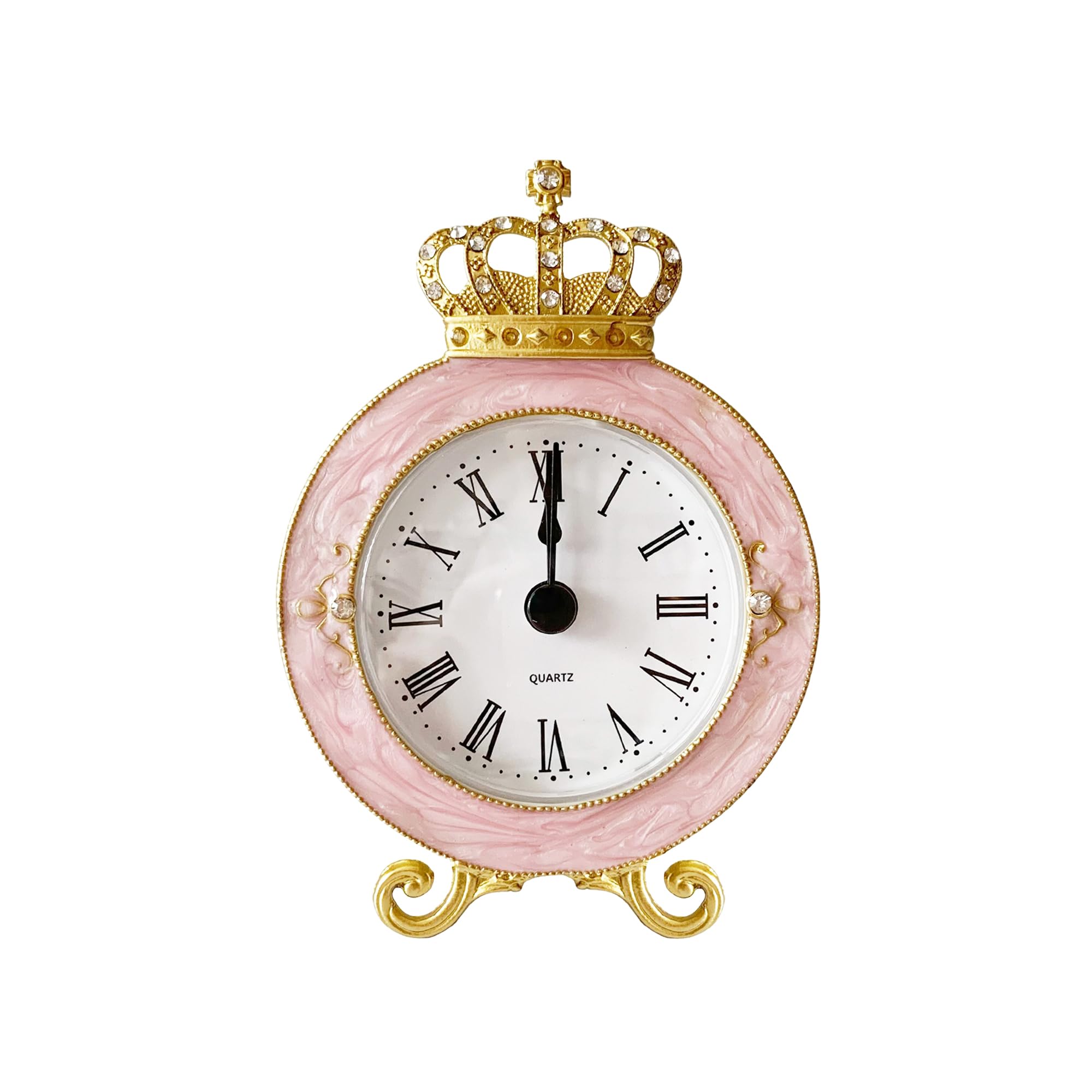Pasiir Vintage Mini Analog Table Clock, Silent Crown Table Clock with ...