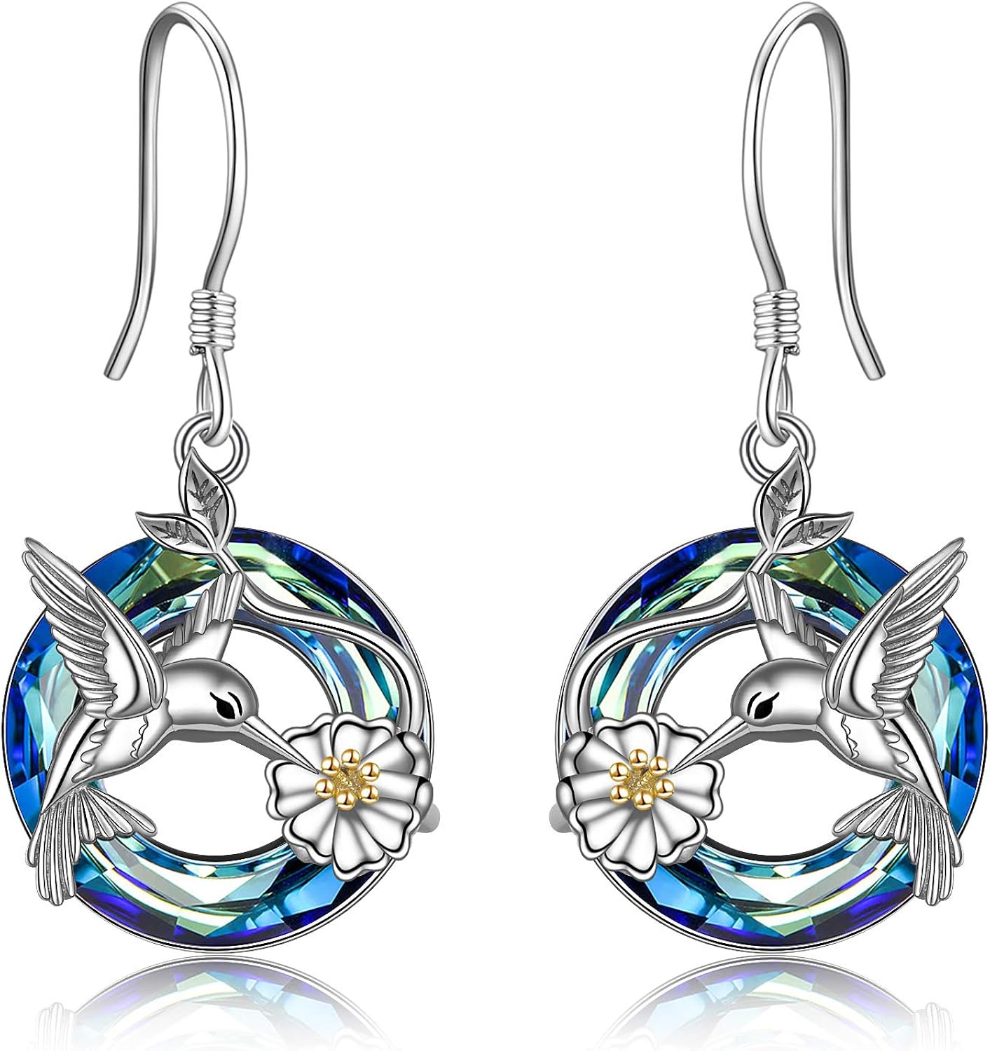 Amazon.com: POPLYKE Hummingbird Earrings for Women Sterling Silver Hummingbird Bird Daisy Flower ...