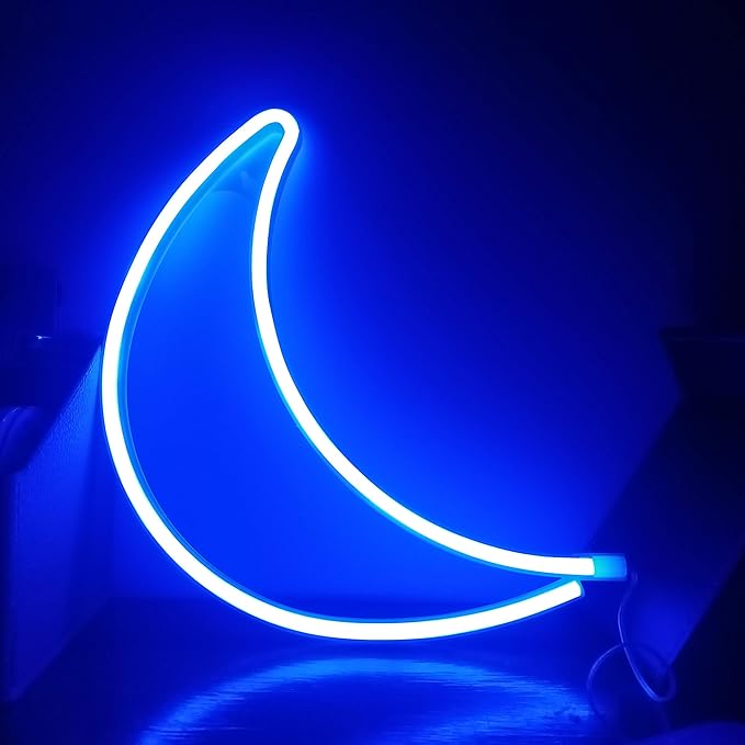 Blue Moon Neon Sign Led USB Battery Operated Night Light Kids Room Lamp ...