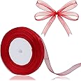 Amazon.com: Hiswan 3/8 inch Sheer Organza Ribbon 50 Yards Red Chiffon ...