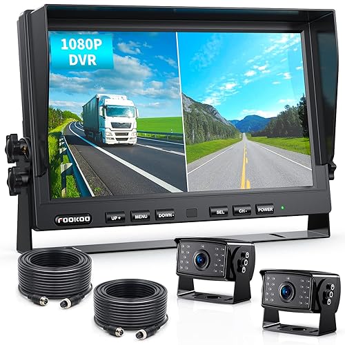 Fookoo Ⅱ HD Wired Backup Camera System Kit,10 inch Dual Split Screen ...