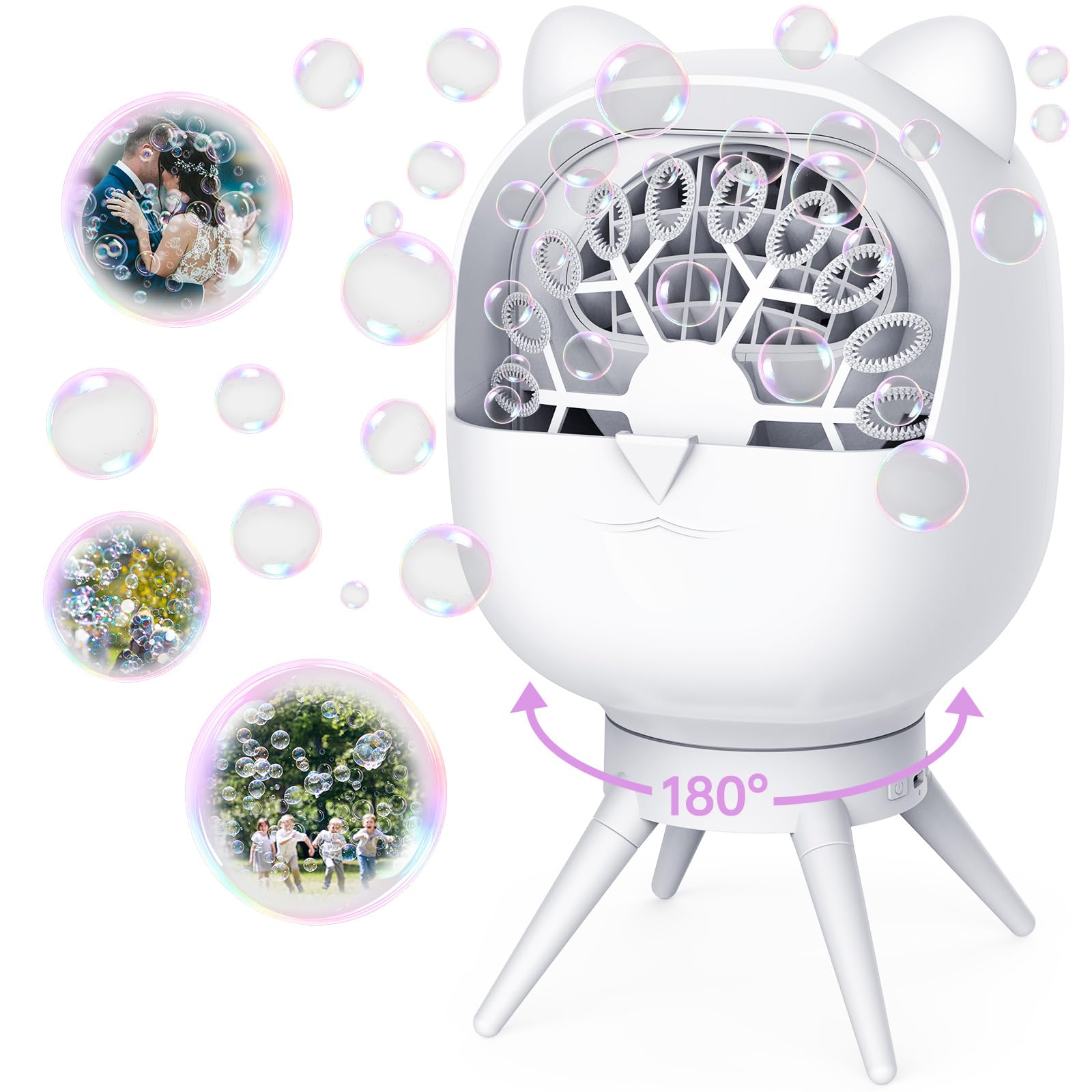 Rechargeable Bubble Machine for Toddlers Kids, Automatic-Rotating ...