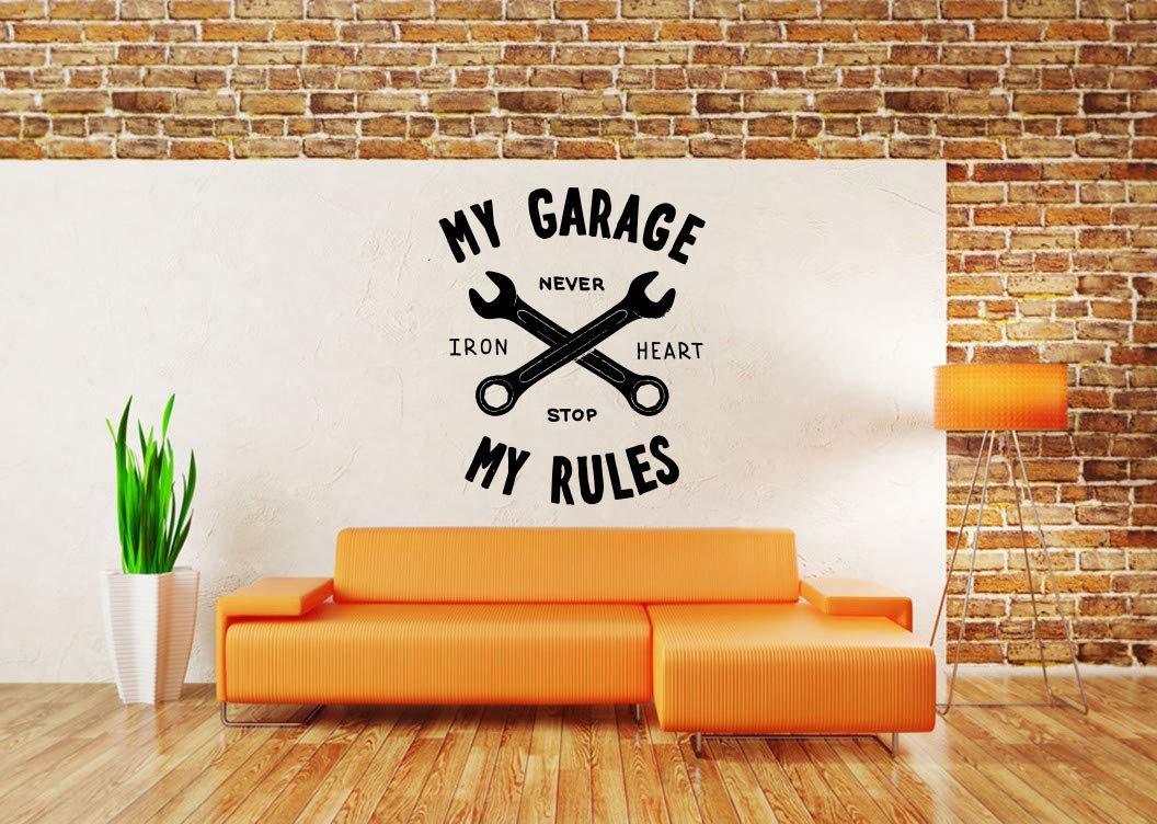 Amazon.com: Vinyl Sticker Garage Poster Man Cave My Garage My Rules ...