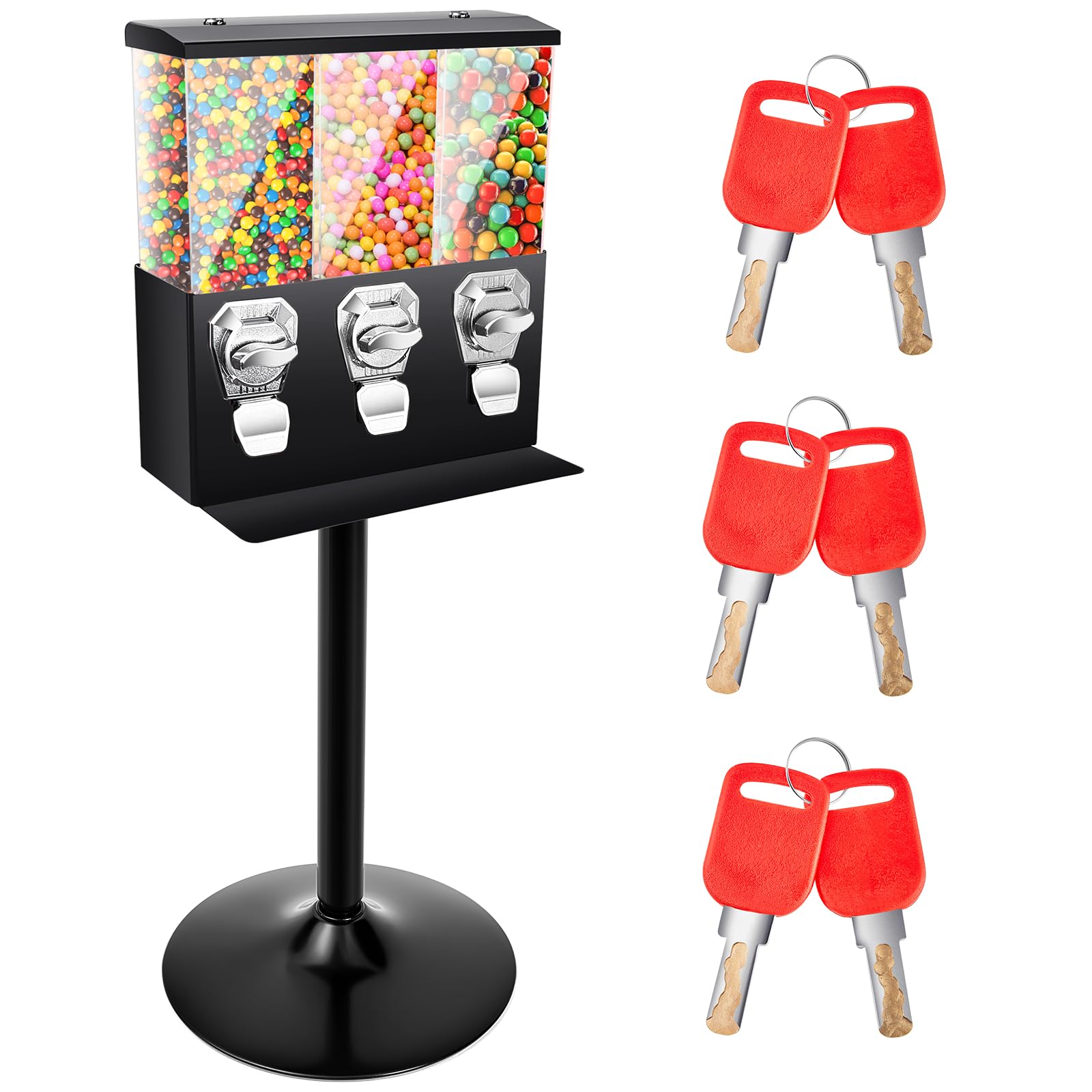 Treela Black Commercial Candy Vending Machine with Stand Triple Head ...