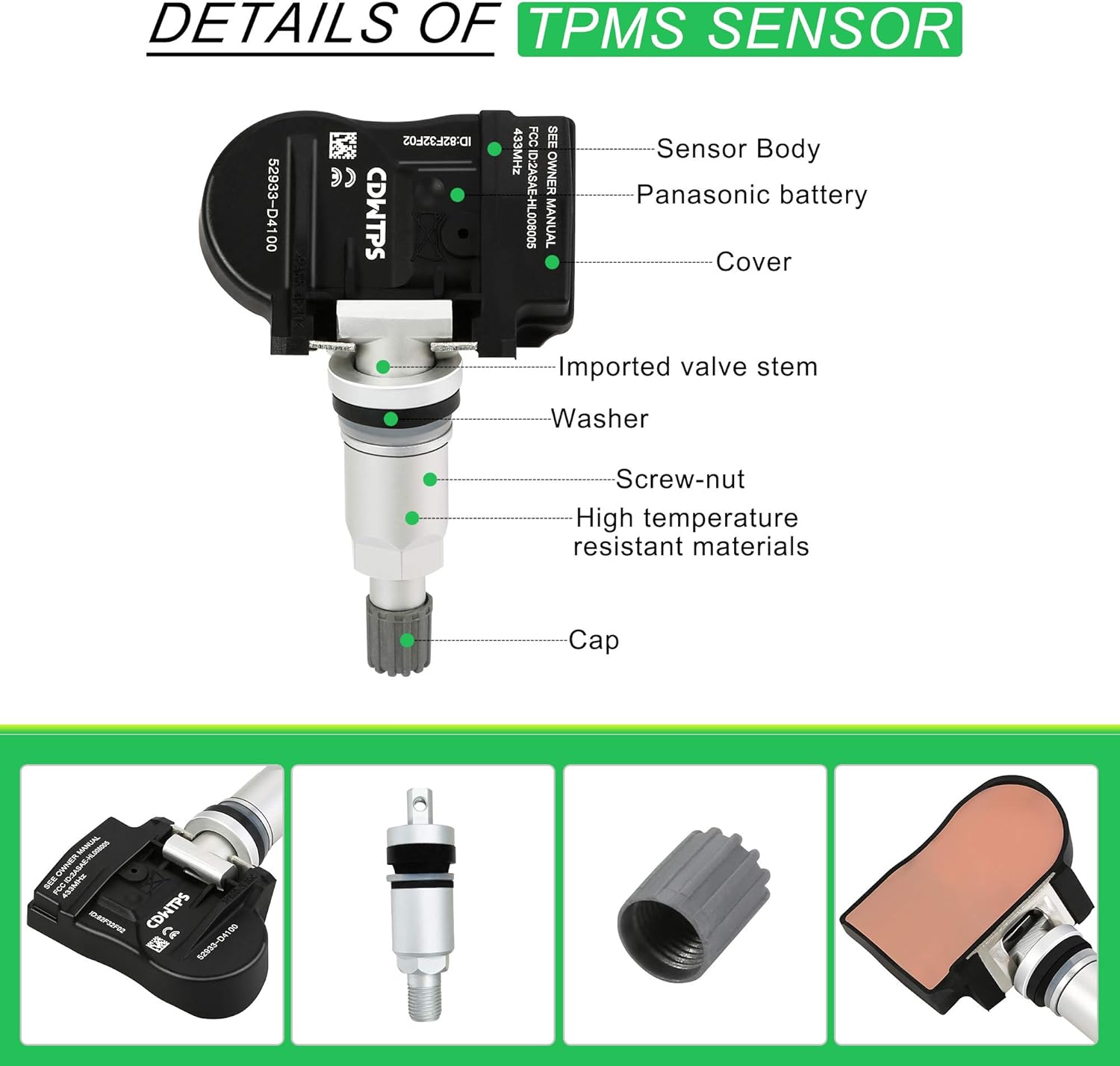 CDWTPS 52933-F2000 Tire Pressure Sensor,52933-D4100 Tire Pressure ...