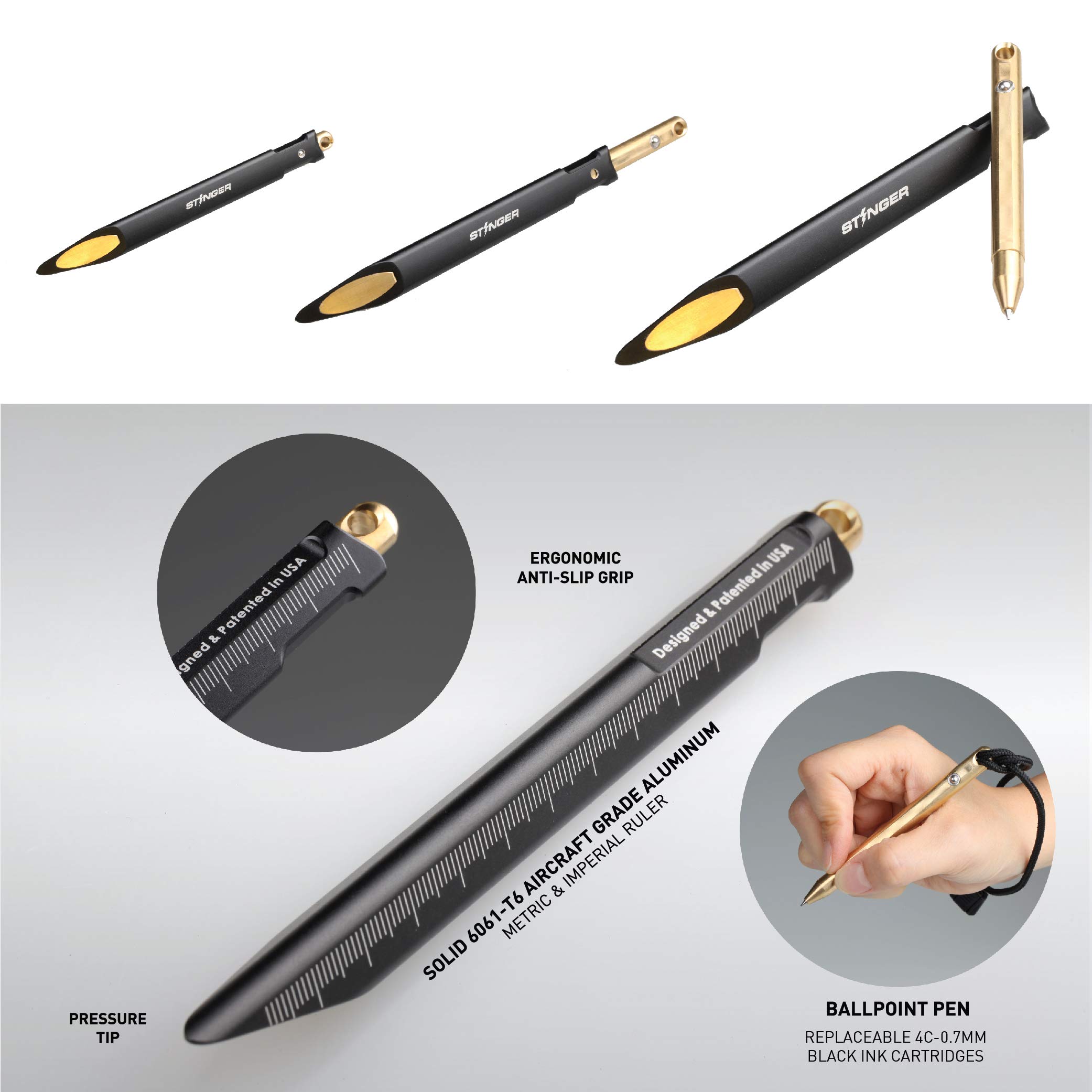 Mua Stinger Tactical Pen, Self Defense, Smooth Writing Black Ballpoint ...