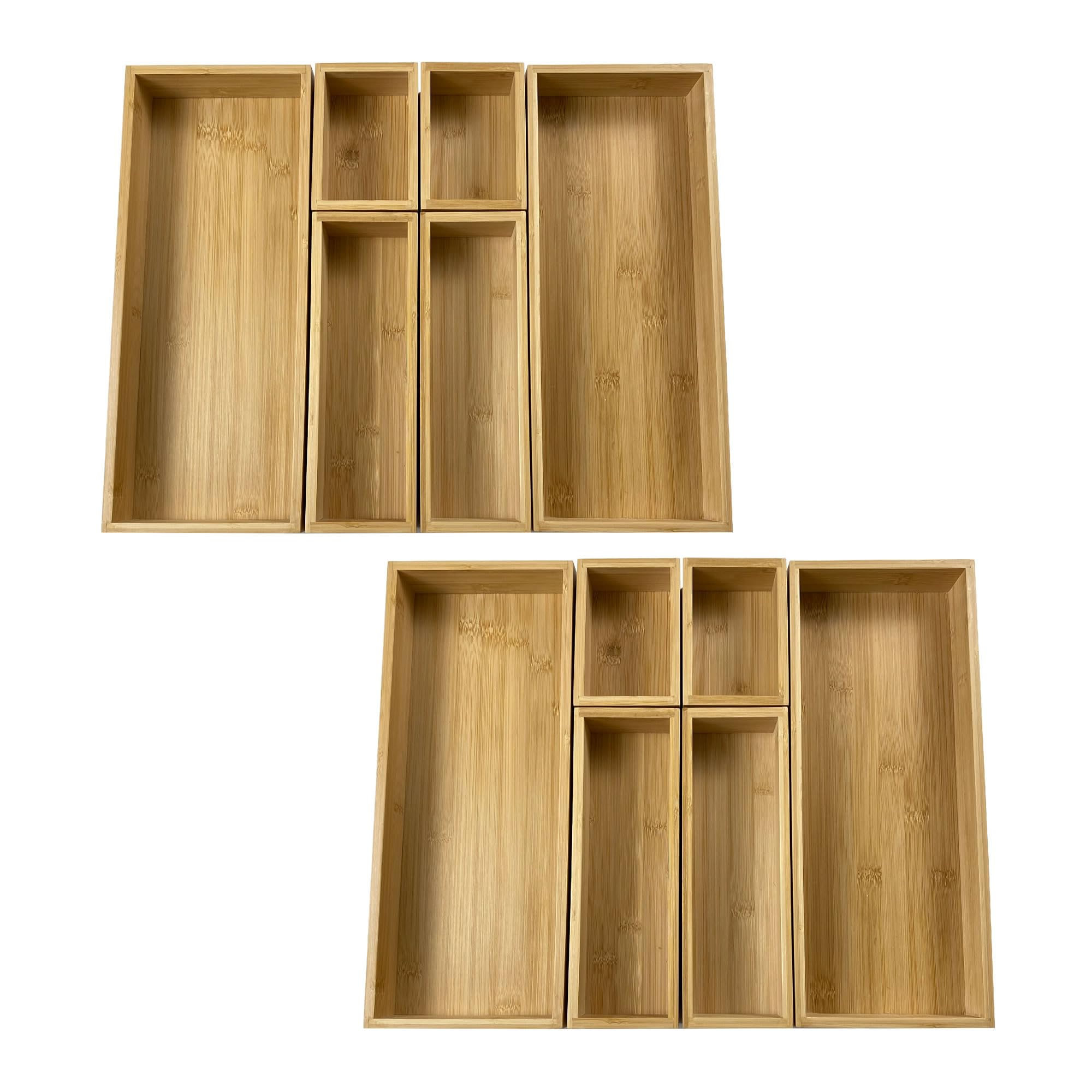 Teicui bamboo drawer organizer Set?expandable drawer dividers,wooden ...