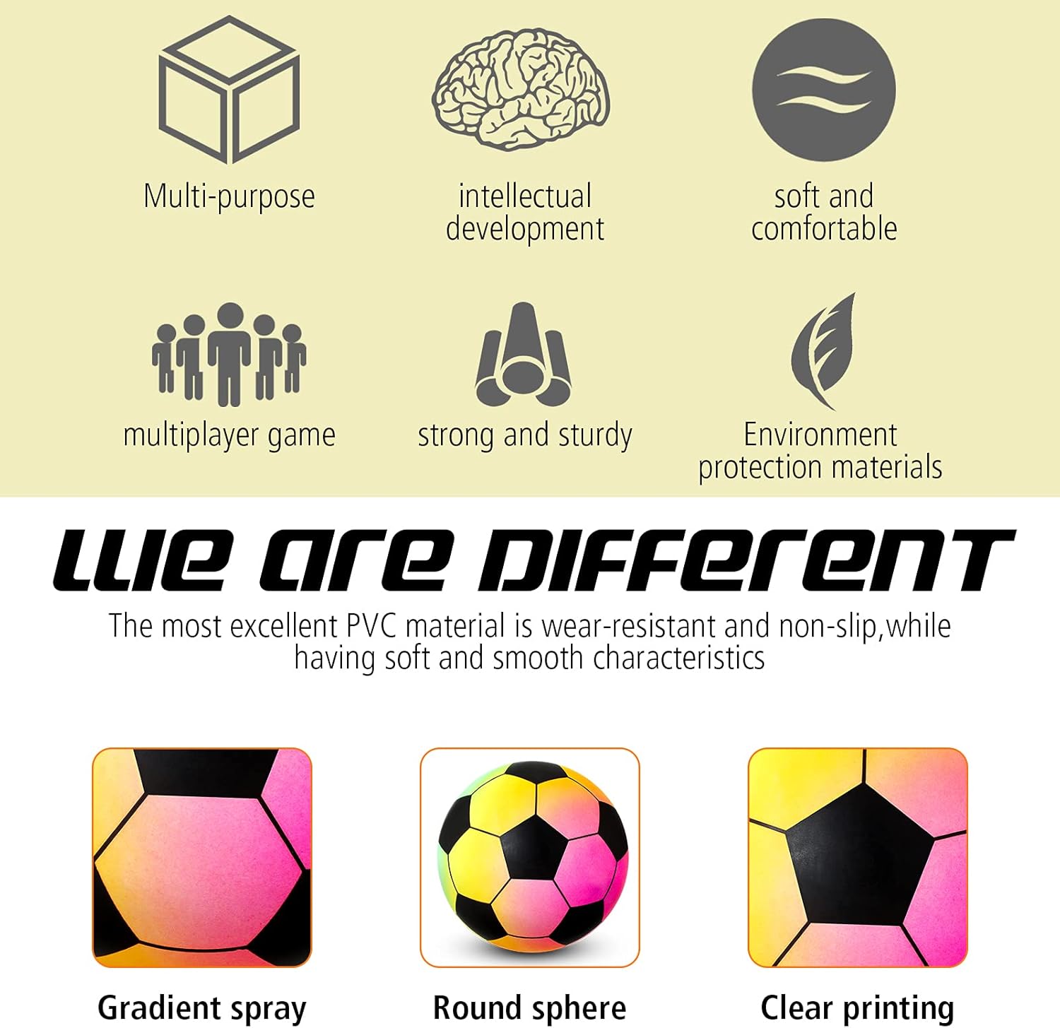 PVC Rainbow Football Inflatable Beach Ball 9 Inch Summer Beach Football ...