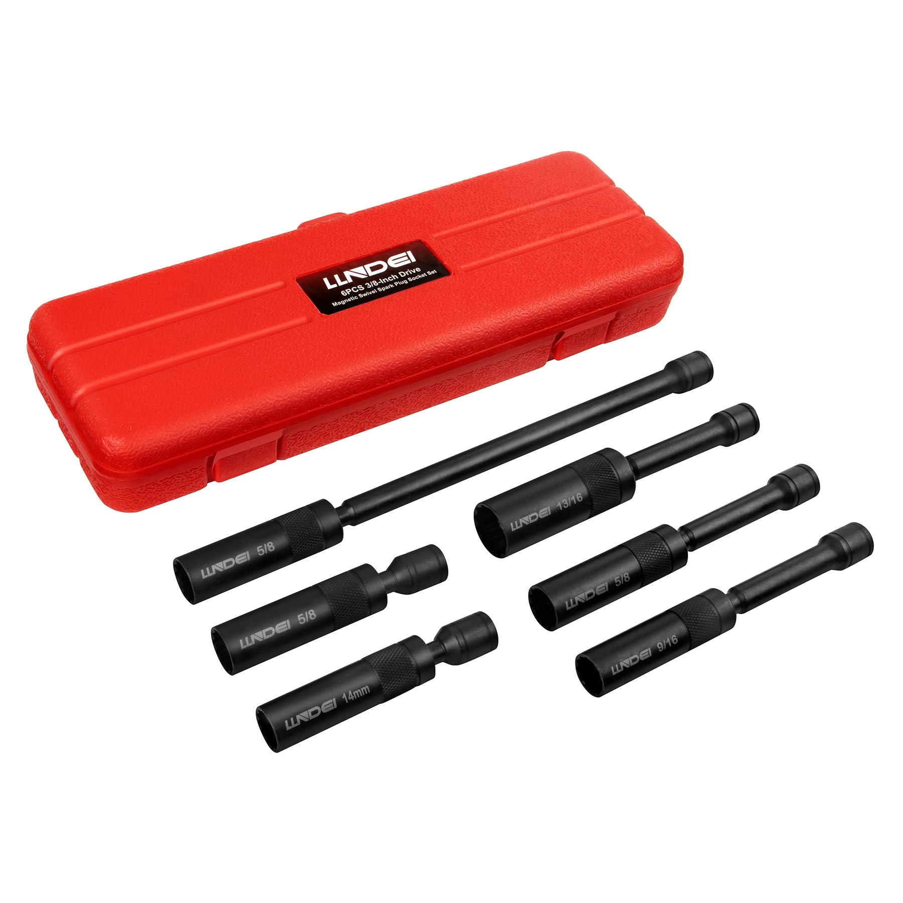 LLNDEI 3/8-Inch Drive Magnetic Swivel Spark Plug Socket Set, Include 12 ...