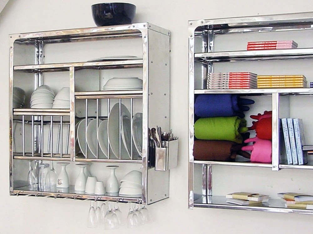 Dish Drying Display Rack Stainless Steel Hand Made - Wall Hanging ...