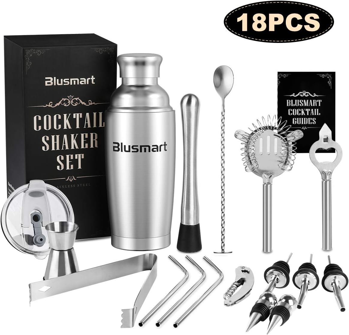 Shaker per Cocktail Set di 18 shaker da cocktail in acciaio inox ...