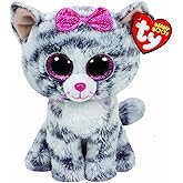 Amazon.com: Ty Beanie Boos Fergus The Cat with Big Green Eyes and ...