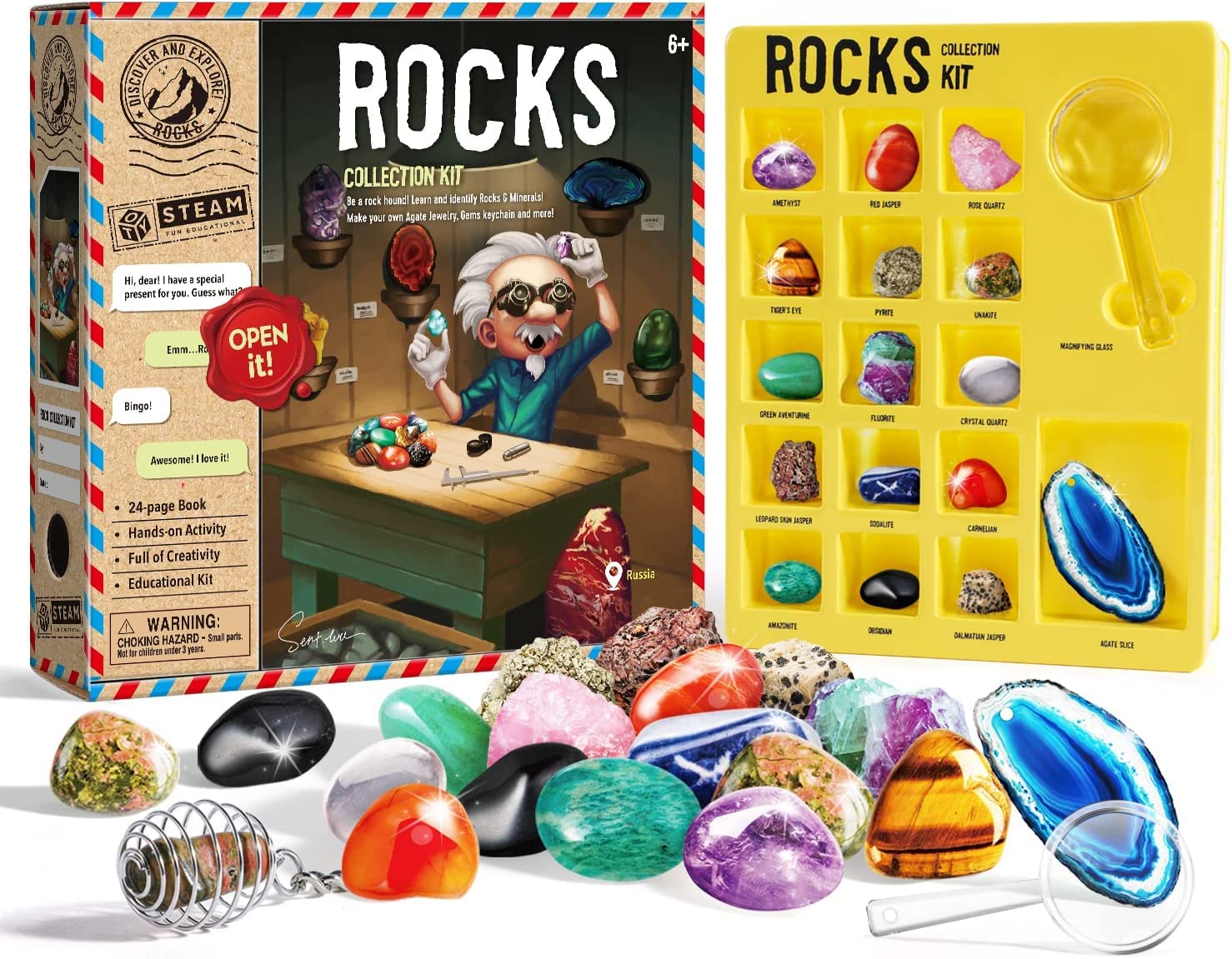Mua EDUMAN 16 Rocks & Mineral Gemstones Collection Kit, Science Geology ...