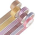 Amazon.com: YUBBAEX 6 Rolls Plaid Washi Tape Set Basic Grid Masking ...