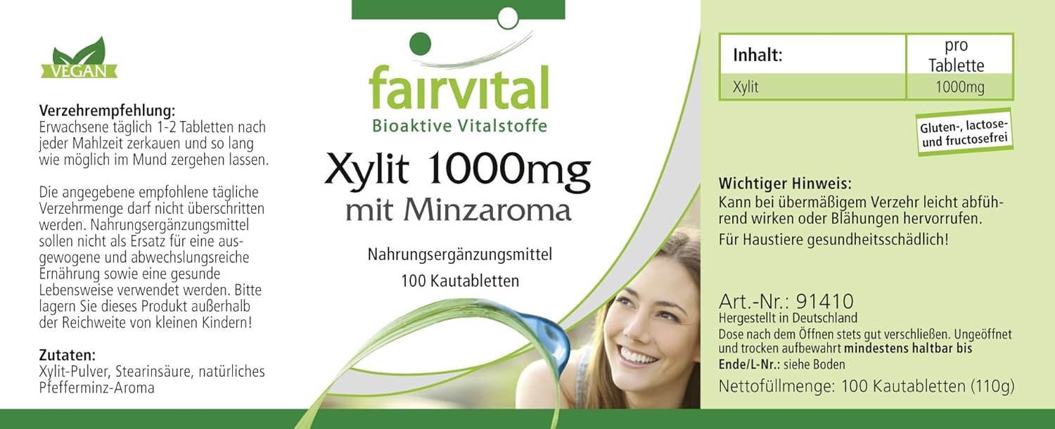 Xylitol 1000mg with Mint Flavor – Bulk Pack for 3 Months – Vegan – HIGH ...