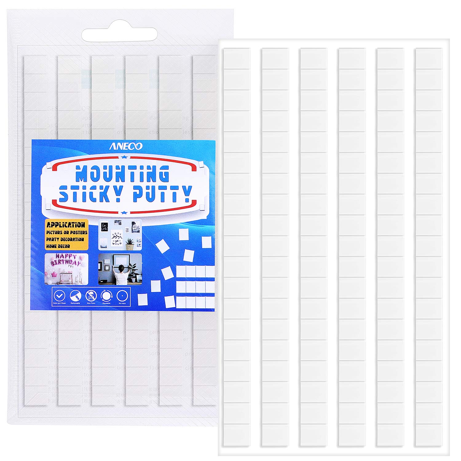 Aneco 96 Pieces Reusable Mounting Putty Adhesive Poster Tacky Putty ...