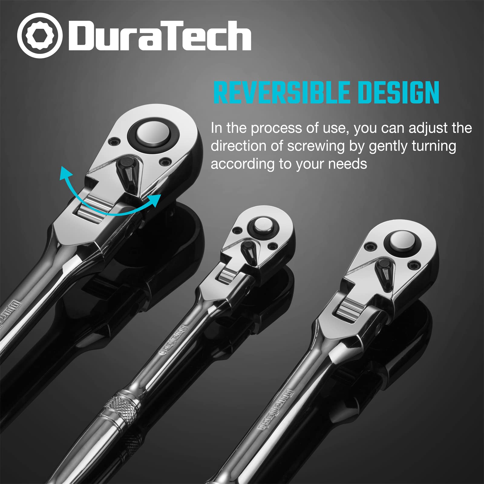 Mua DURATECH 3-Piece Flex-Head Ratchet Set, 1/4", 3/8", 1/2" Drive ...