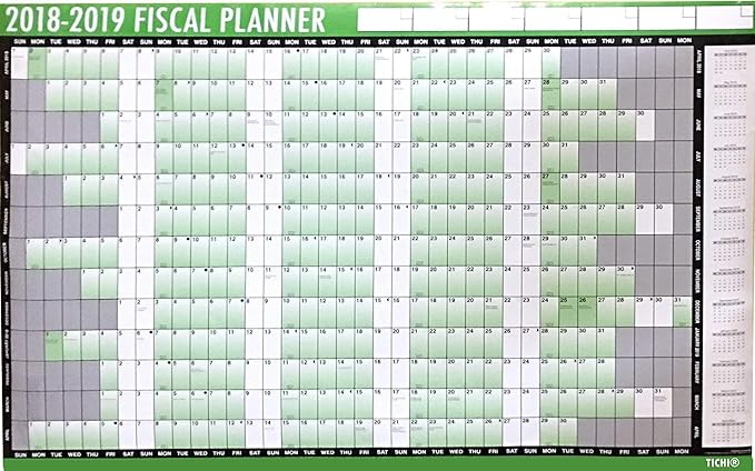 2019-2020 Financial Fiscal Wall Planner Calendar with Pen and Adhesive ...