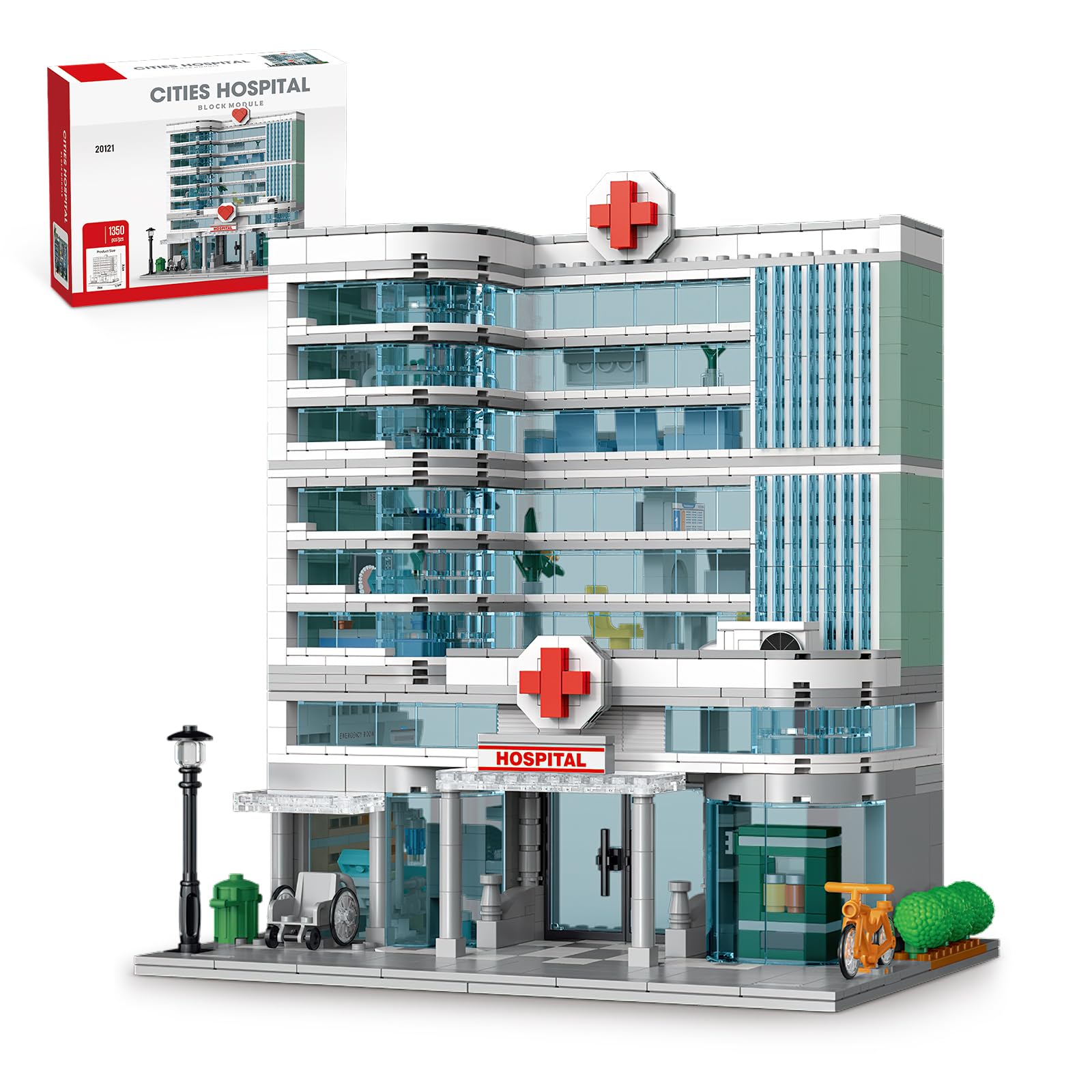 NEWABWN City Hospital Toy Building Set with LED Lighting, Compatible ...