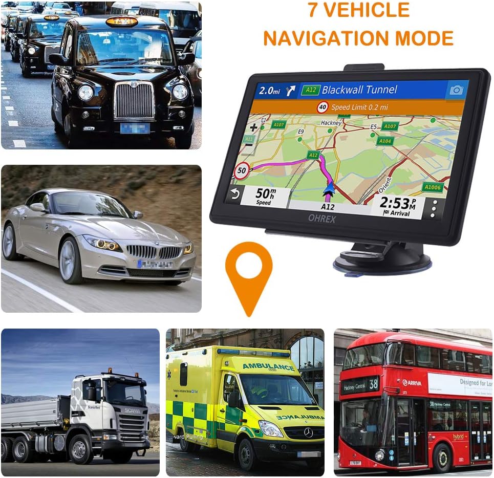 OHREX Sat Nav, 7 inch with Bluetooth Handsfree Calling, GPS Navigation ...