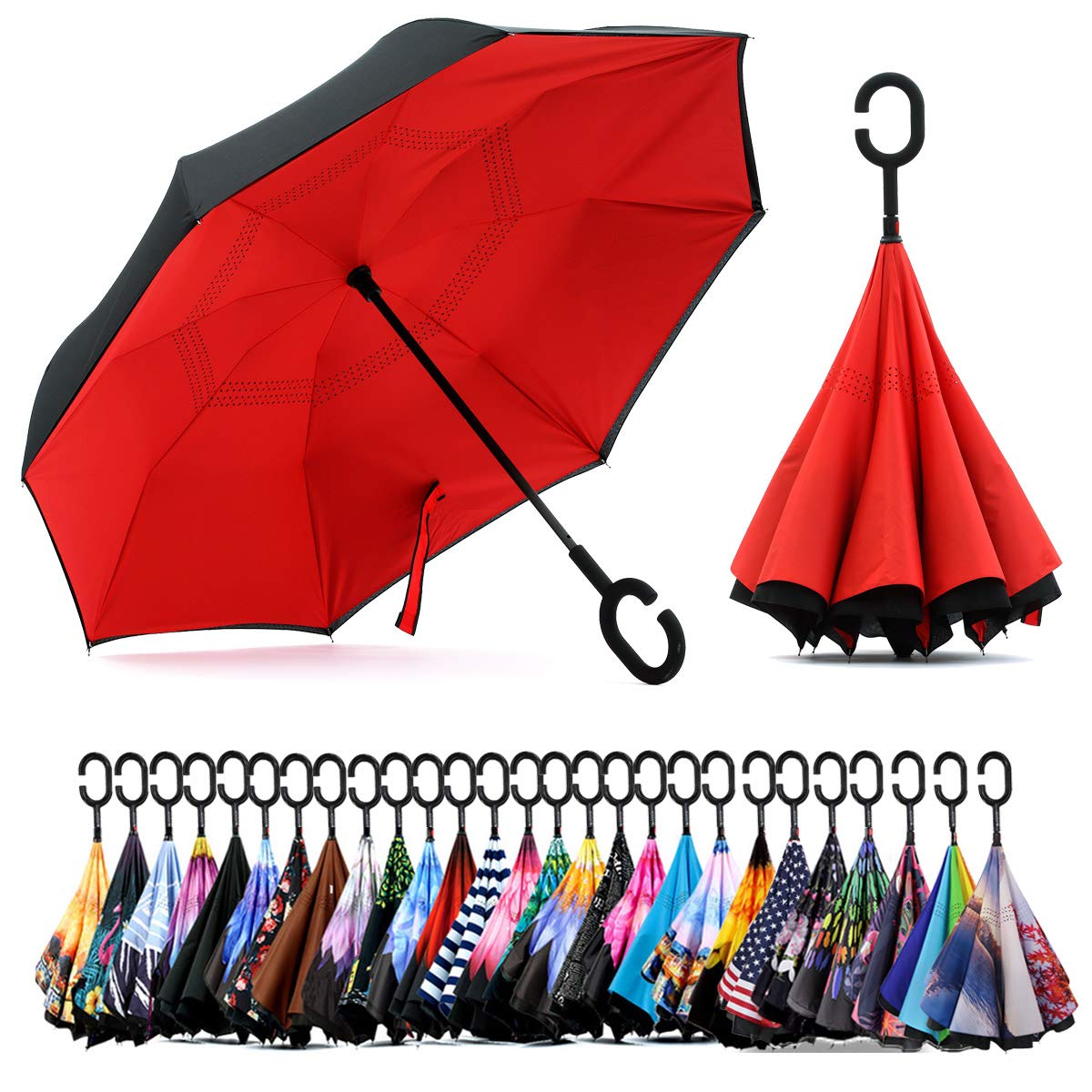 SIEPASA 49/56 Inch Inverted Reverse Upside Down Umbrella, Extra Large ...