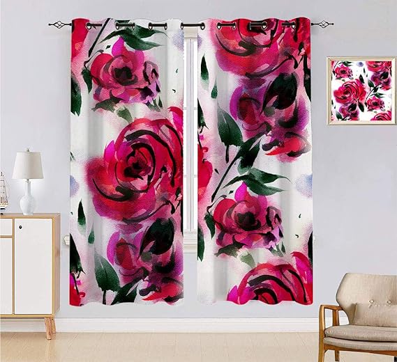 JxjwsPrints Lot de 2 rideaux occultants Motif floral avec roses ...