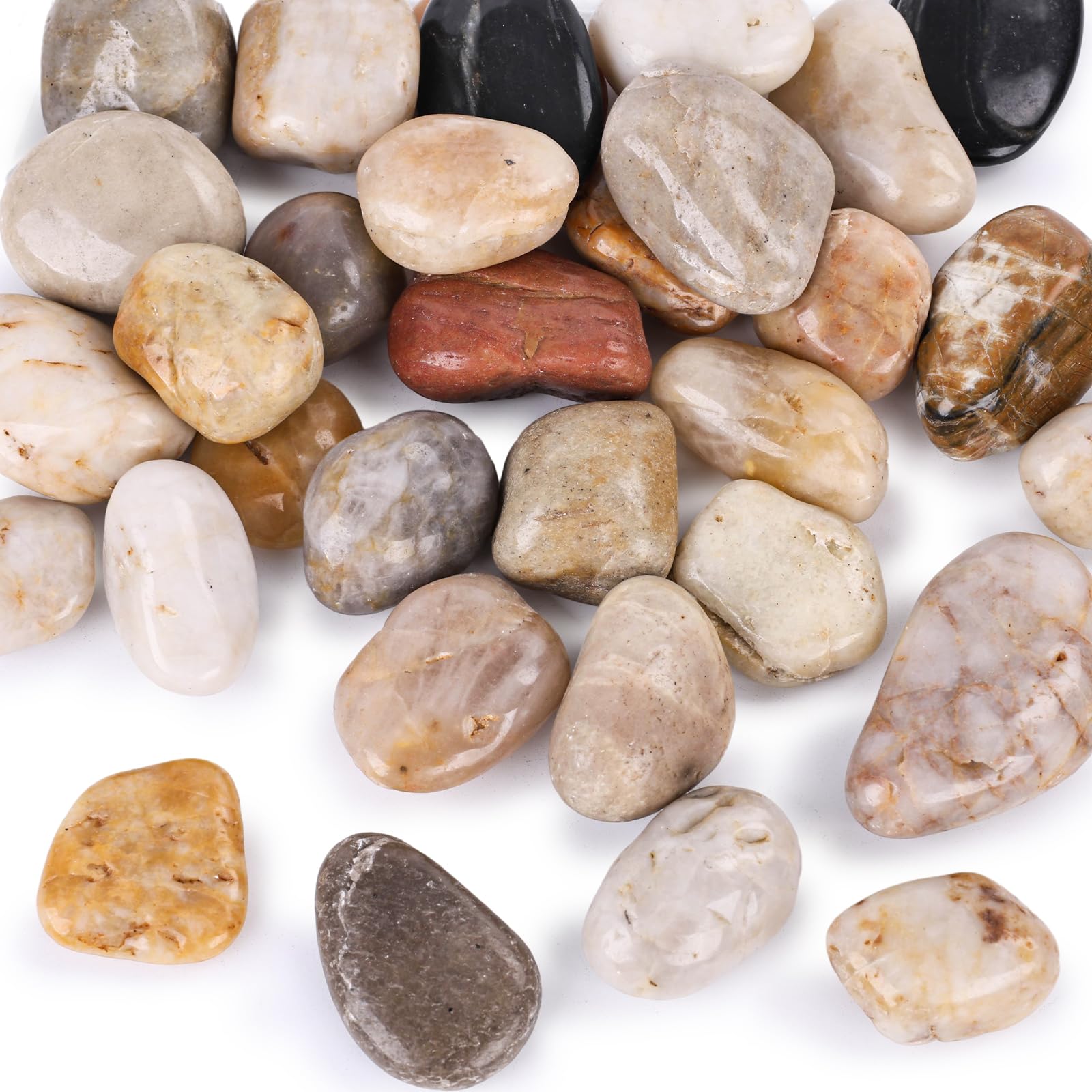 FUTUREPLUSX 2.5LB Pebbles for Plants, River Rocks Pebbles Polished ...