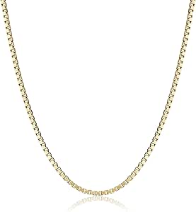 Amazon.com: 14k Yellow Gold Solid Adjustable Box Chain Necklace (1.1mm ...