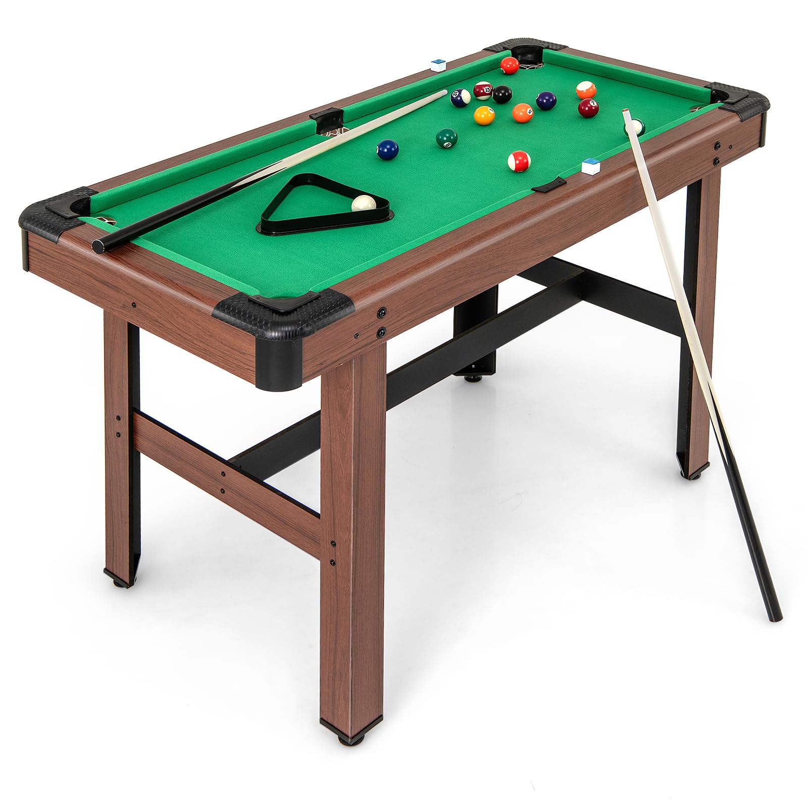 GYMAX Pool Table, 48 Inch Wooden Billiard Tables With 16 Balls, 2 Cue ...
