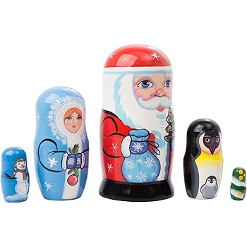 Amazon.com: Christmas Russian Nesting Doll 5pc./3.5": Toys & Games