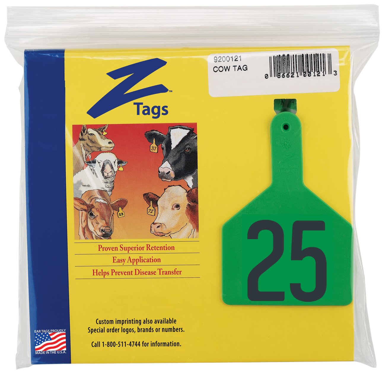 Amazon.com : Z Tags 1-Piece Pre-Numbered Hot Stamp Tags for Cows ...