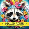 Amazon.com: Animals in Flowers Adult Coloring Book for Women - Spirits ...