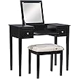 Amazon.com: Linon Home Dcor Linon Black Butterfly Stool Vanity Set with ...