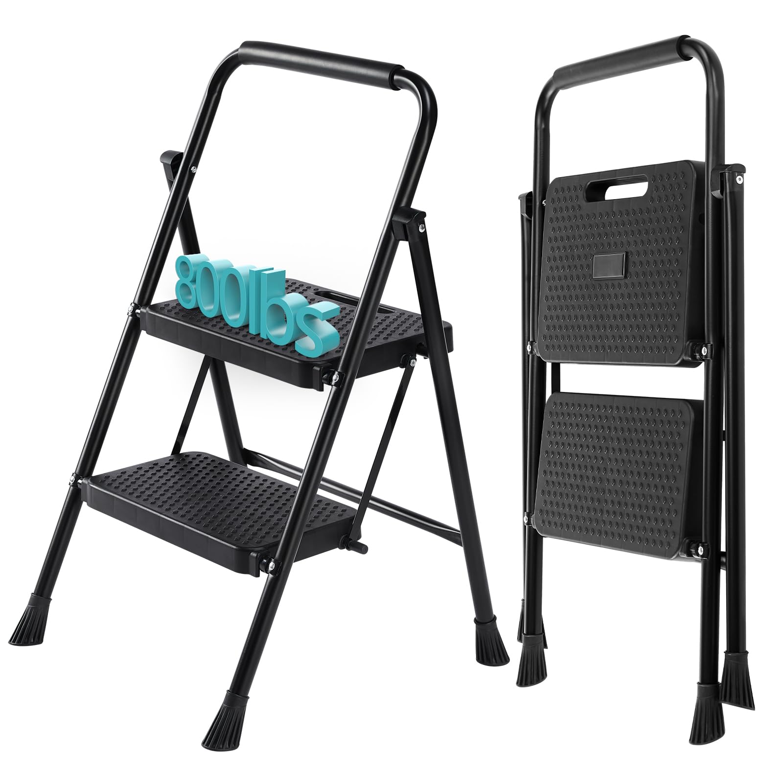 SMUG Step Ladder, 2 Step Stool Foldable with Anti-Slip Pedal ...
