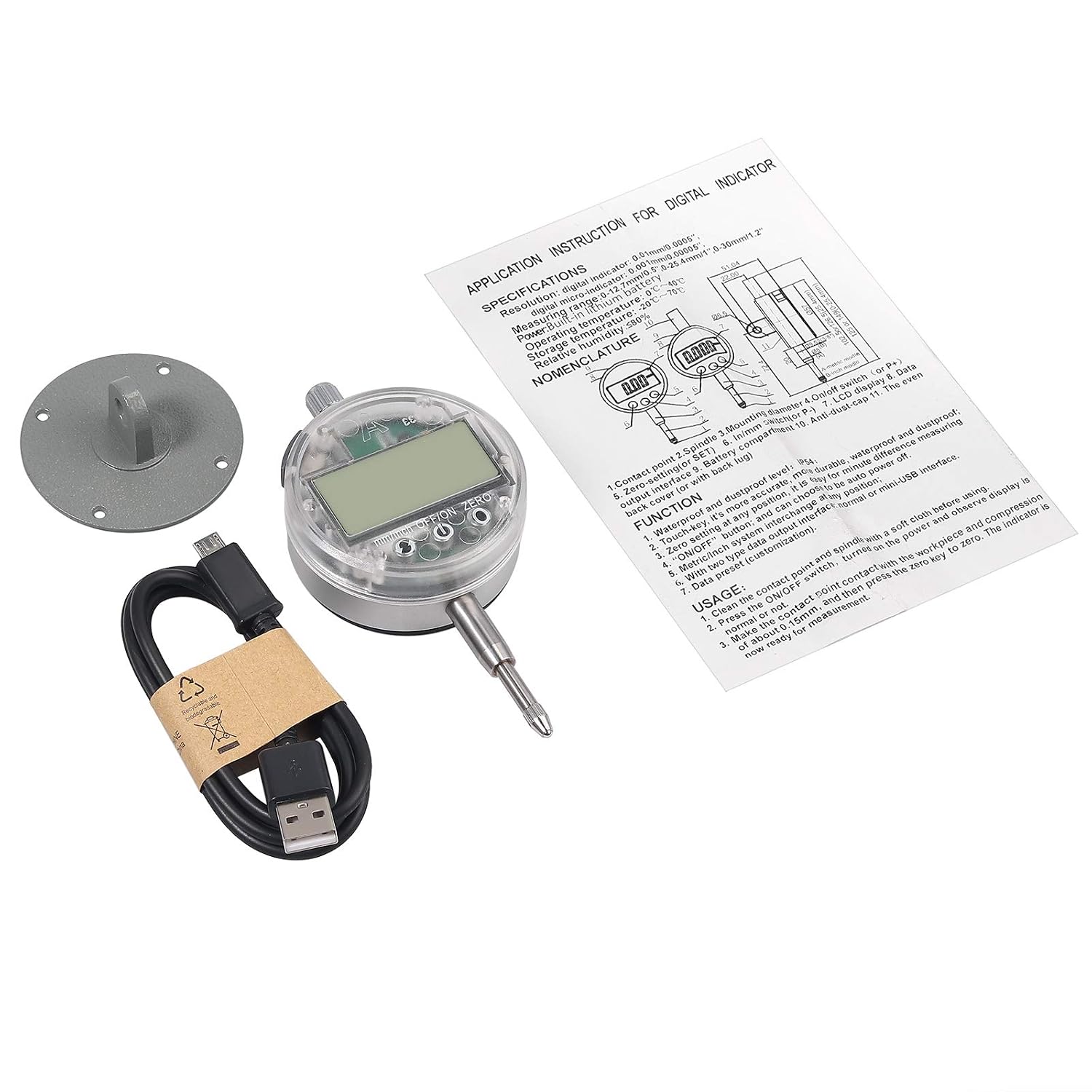 AUTOUTLET Touch Switch Digital Dial Indicator Metric Imperial Gauge ...