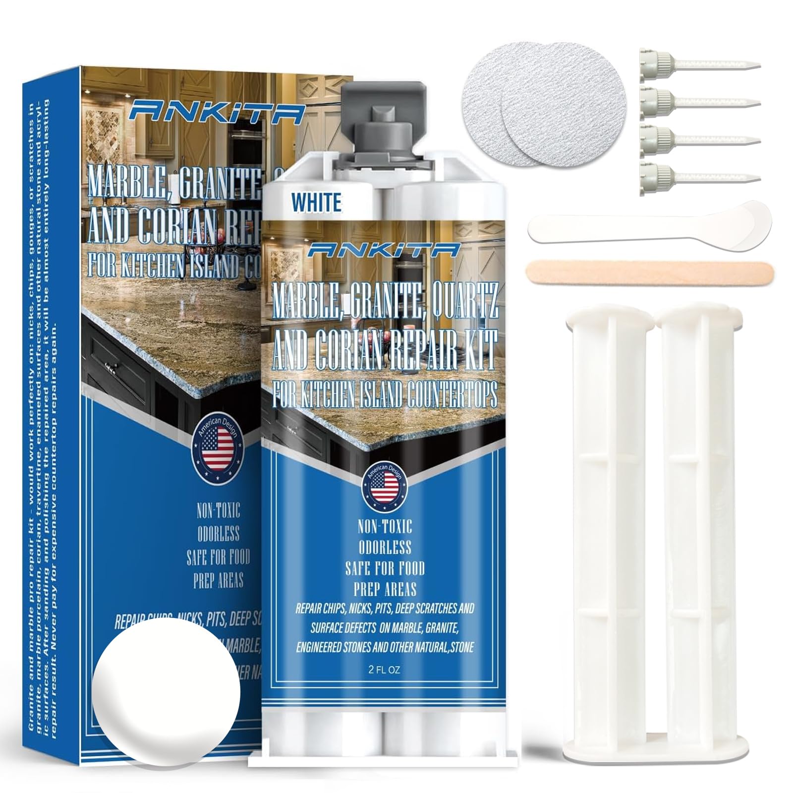 Quartz Countertop Chip Repair Kit(White), Marble and Granite Repair to ...