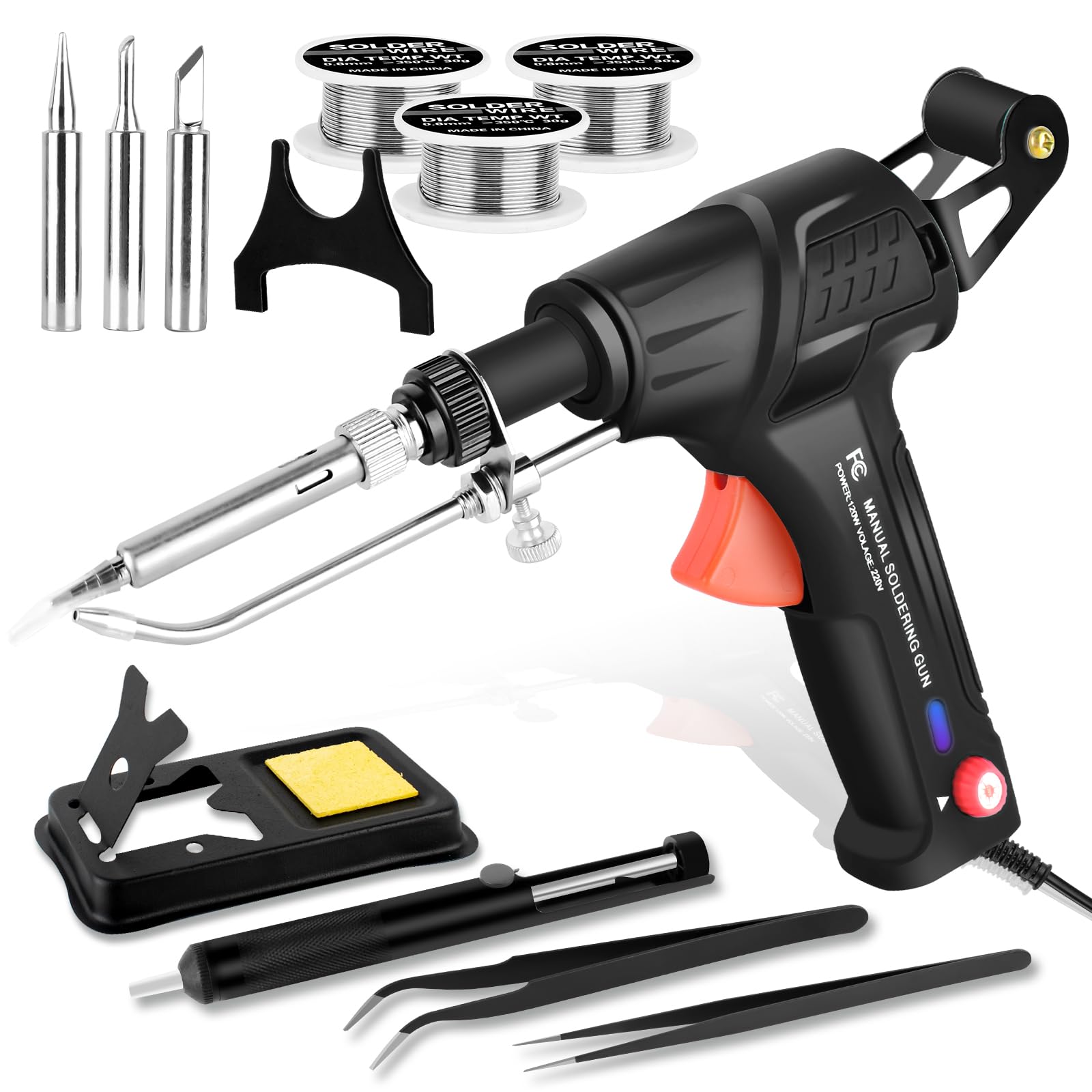 Upgrade 120W Soldering Iron Kit with Ceramic Heater, Automatic Soldering Gun Kit Includes 3 ...