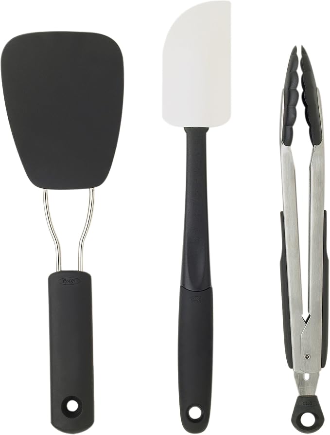 OXO Good Grips Turner, Spatula, and Tongs Set - Safe for Nonstick ...