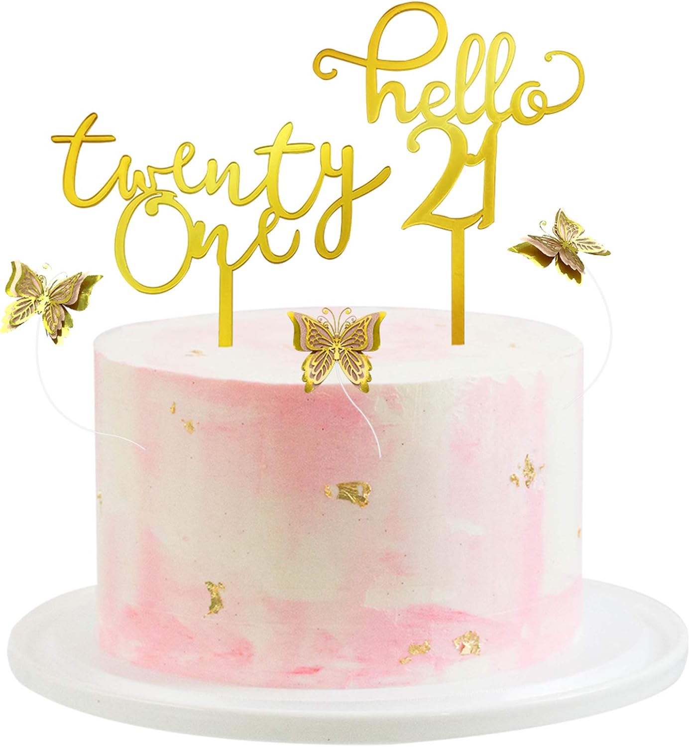 21st Birthday Cake Toppers and Decorations, Gold Twenty One Cake Topper ...