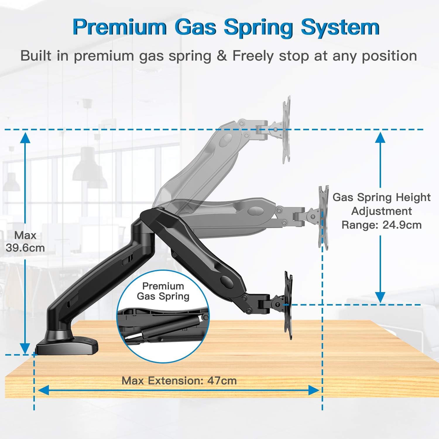 HUANUO Monitor Arm Single, 360° Rotatable Monitor Mount for 17-27 inch ...