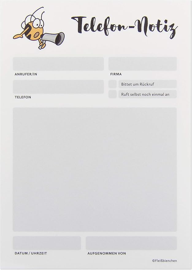Notizblock »Telefon-Notiz« • DIN A6, Creme • 50 Blatt, mit Banderole ...