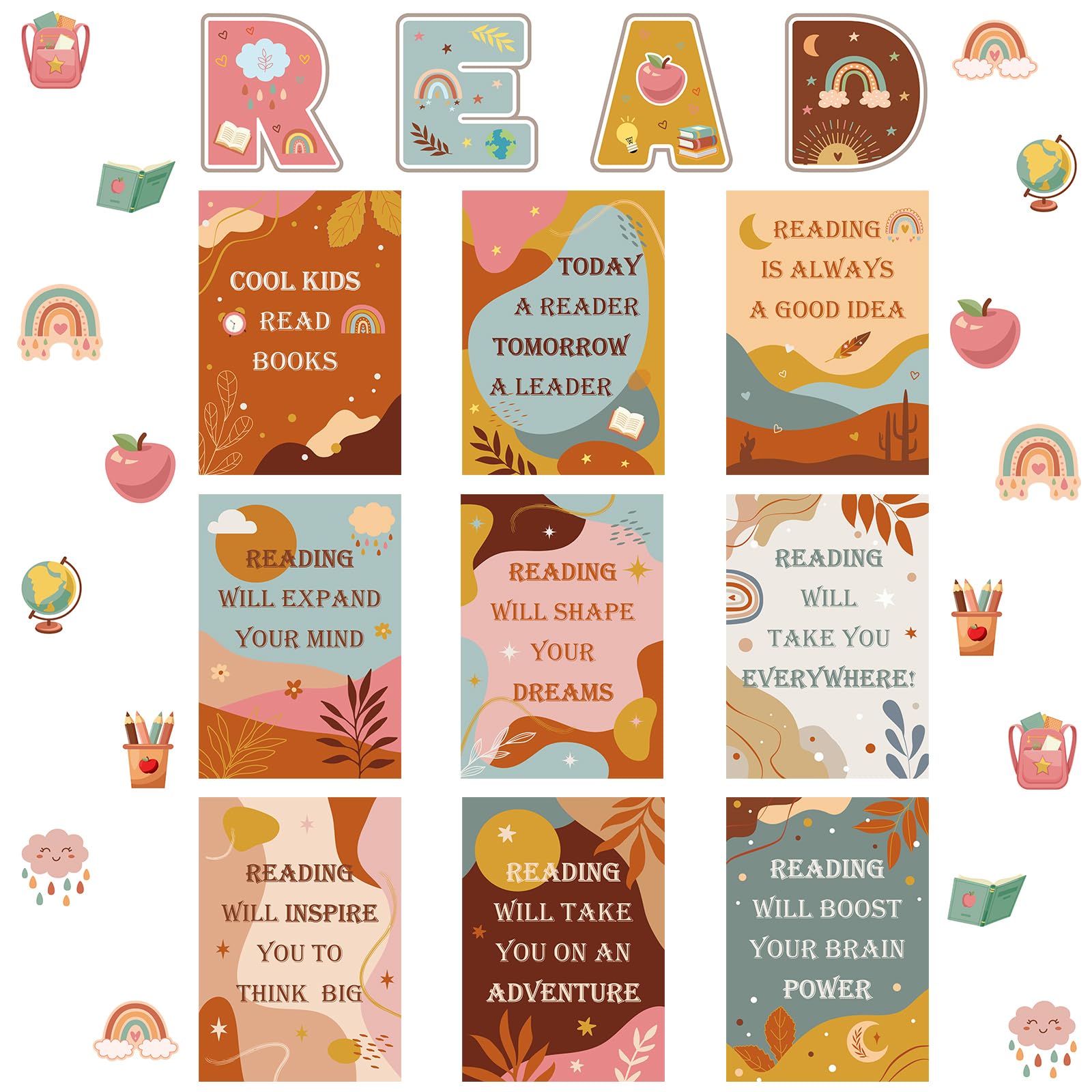 Mua 45 Pcs Boho Reading Classroom Decorations Read Bulletin Board Set ...